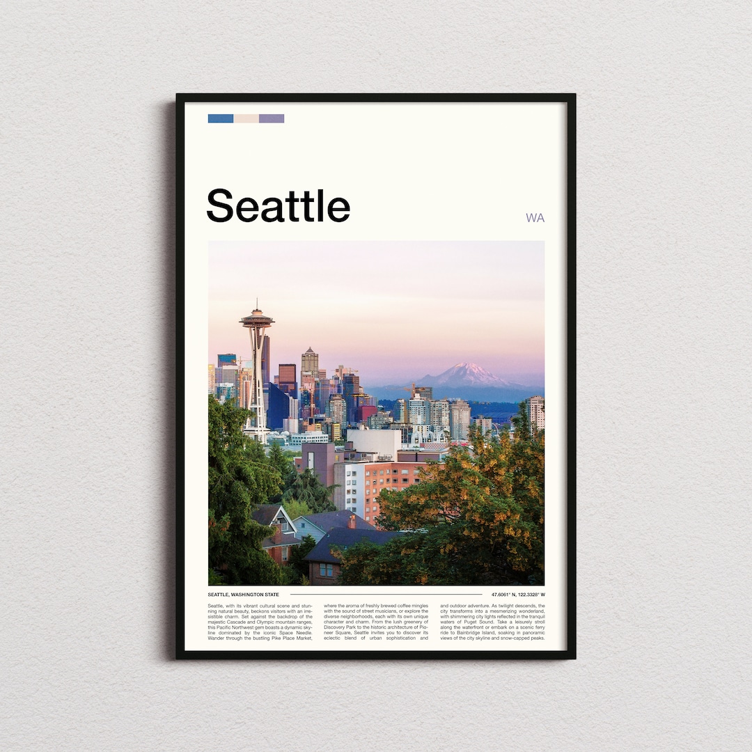 Seattle Print, Seattle Poster, Seattle Wall Art, Seattle Art Print ...