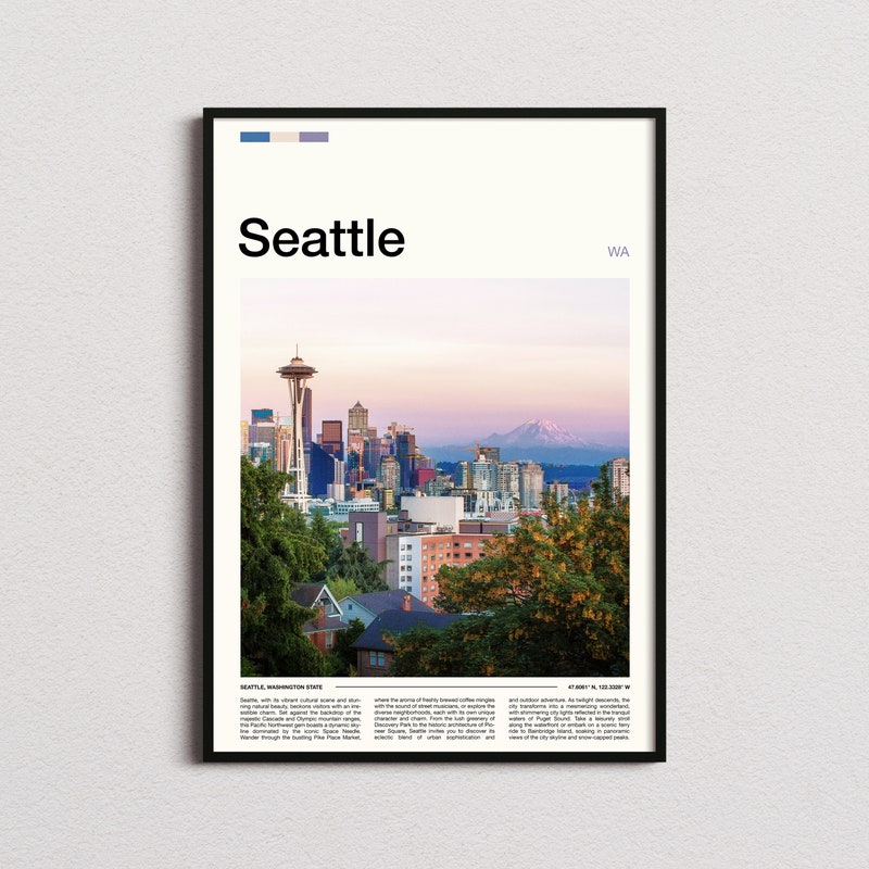 Seattle Poster - Etsy