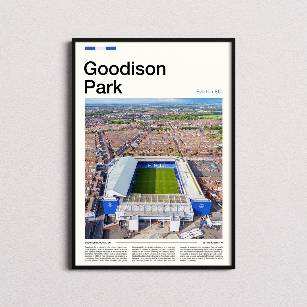 Goodison Park Print, Everton Gifts, Everton Poster, Everton Print ...