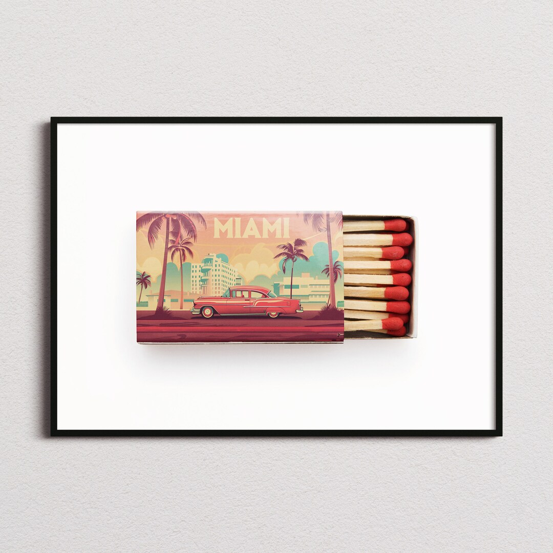 Miami Matchbox Print, Miami Print, Miami Poster, Miami Wall Art, Miami ...