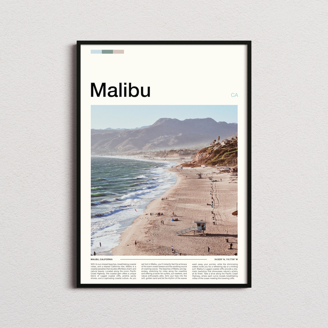 Malibu Print, Malibu Poster, Malibu Wall Art, California Art Print ...