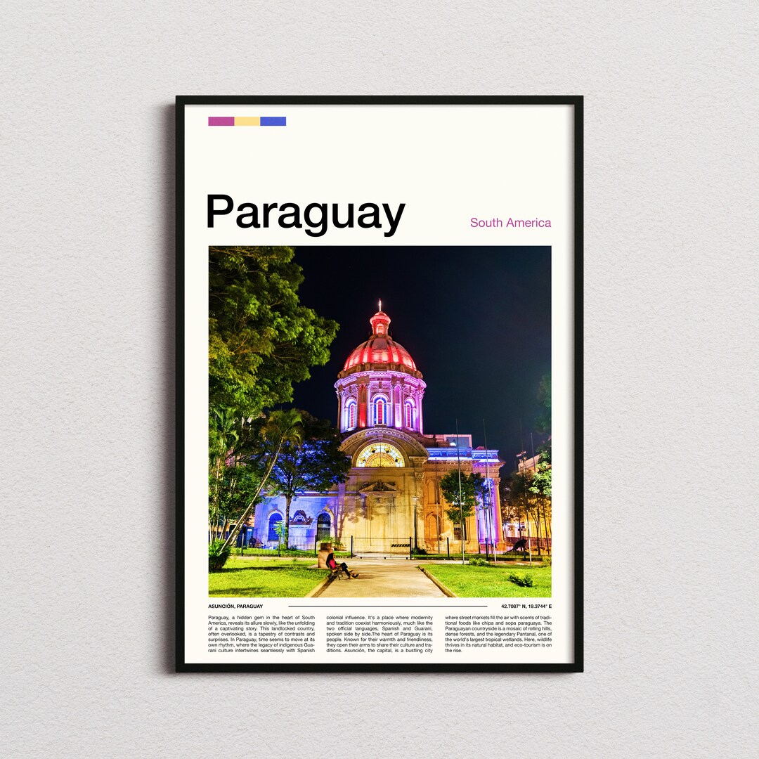 Paraguay Print, Paraguay Poster, Paraguay Wall Art, Paraguay Art Print ...