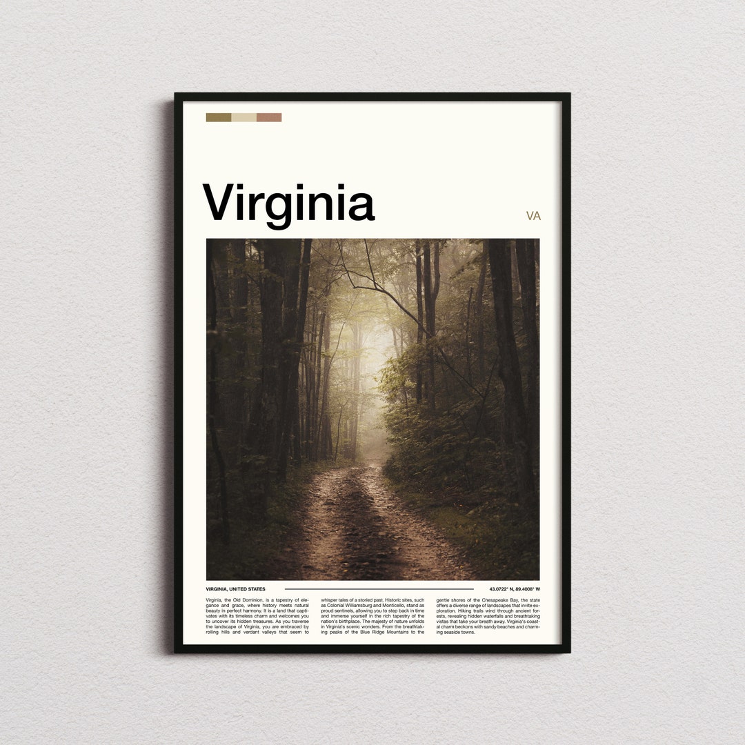 Virginia Print, Virginia Poster, Virginia Wall Art, Virginia Art Print ...