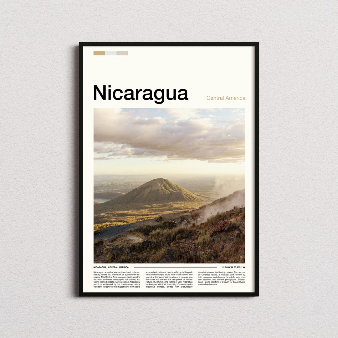 Nicaragua Print, Nicaragua Poster, Nicaragua Wall Art, Nicaragua Art ...