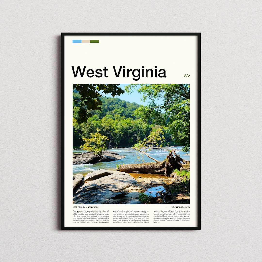 West Virginia Print, West Virginia Poster, West Virginia Wall Art, West ...