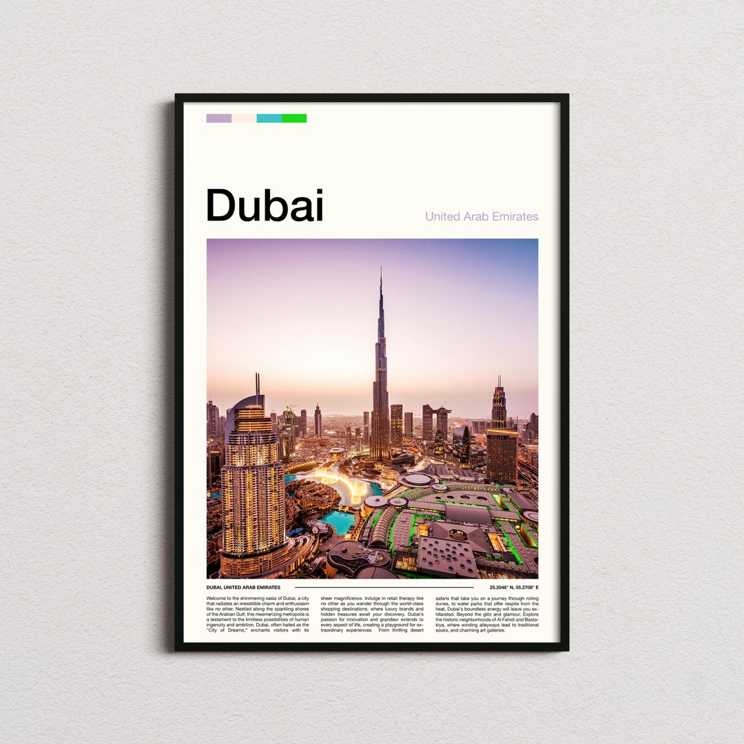 Dubai Print Dubai Poster Dubai Wall Art Dubai Art Print - Etsy