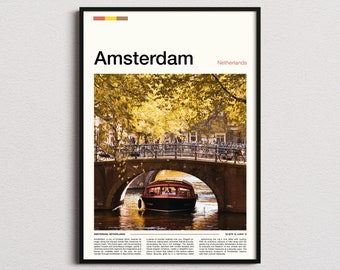 Amsterdam Print Amsterdam Canals Poster Netherlands Wall Art Amsterdam ...