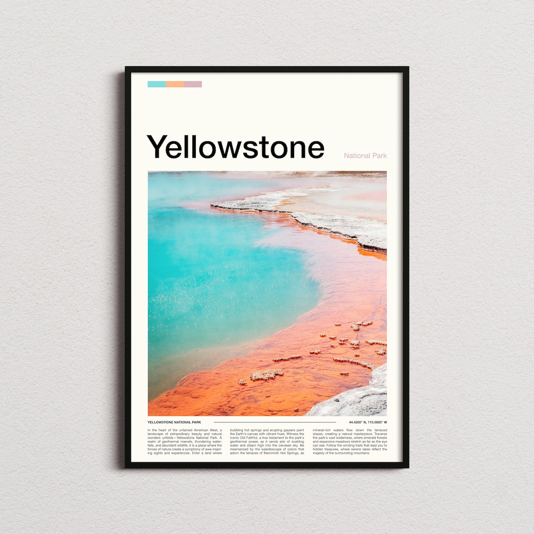 Yellowstone National Park Print, Yellowstone National Park Poster ...