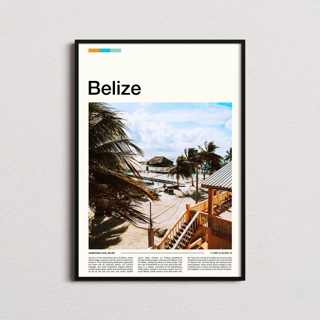 Belize Print, Belize Poster, Belize Wall Art, Belize Art Print, Belize ...