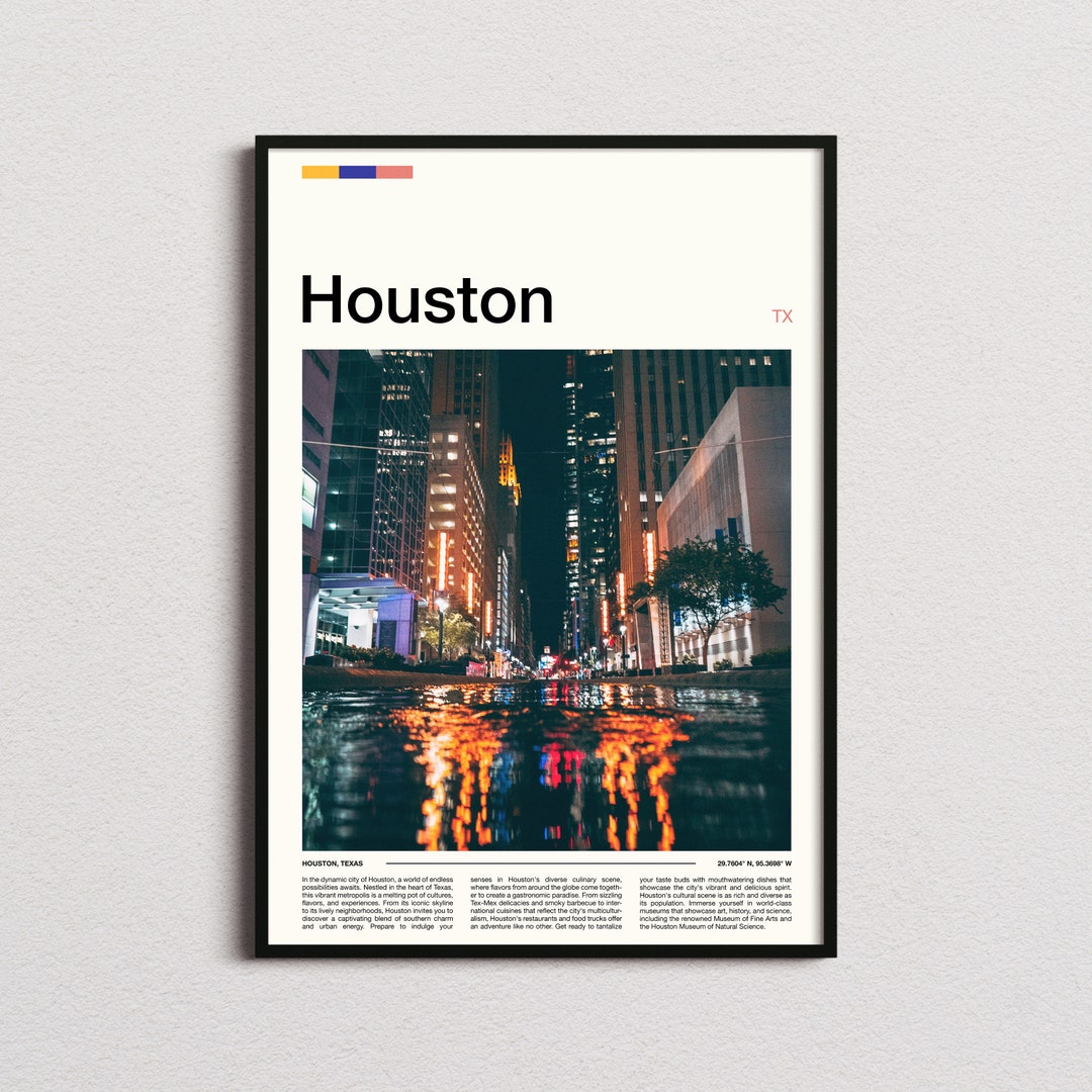 Houston Print, Houston Poster, Houston Wall Art, Texas Art Print ...