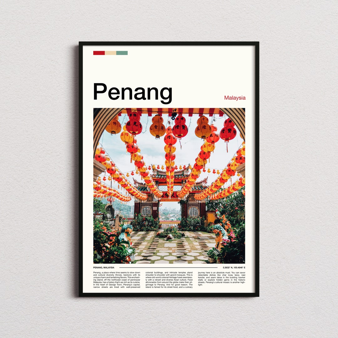 Penang Print, Penang Poster, Penang Wall Art, Malaysia Art Print ...
