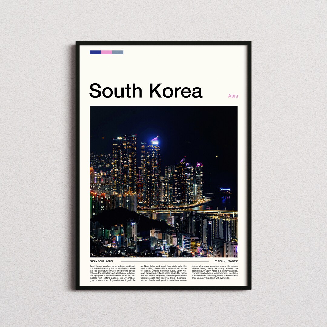 South Korea Print, South Korea Poster, South Korea Wall Art, South ...