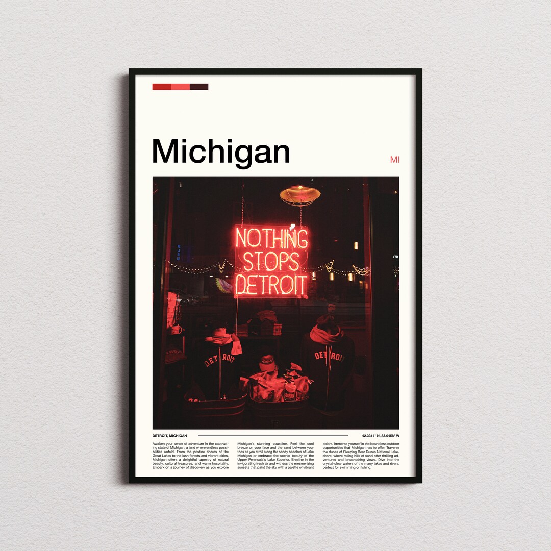 Michigan Print, Michigan Poster, Michigan Wall Art, Michigan Art Print ...