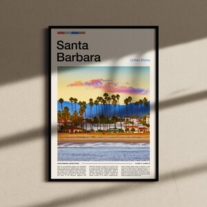 Santa Barbara Print, Santa Barbara Poster, Santa Barbara Wall Art ...