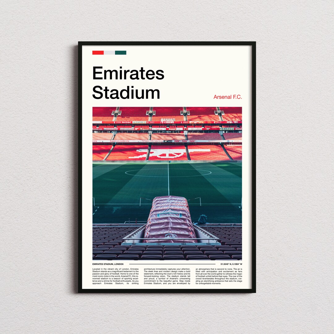 Emirates Stadium Print, Arsenal FC Poster, Emirates Stadium Wall Art ...