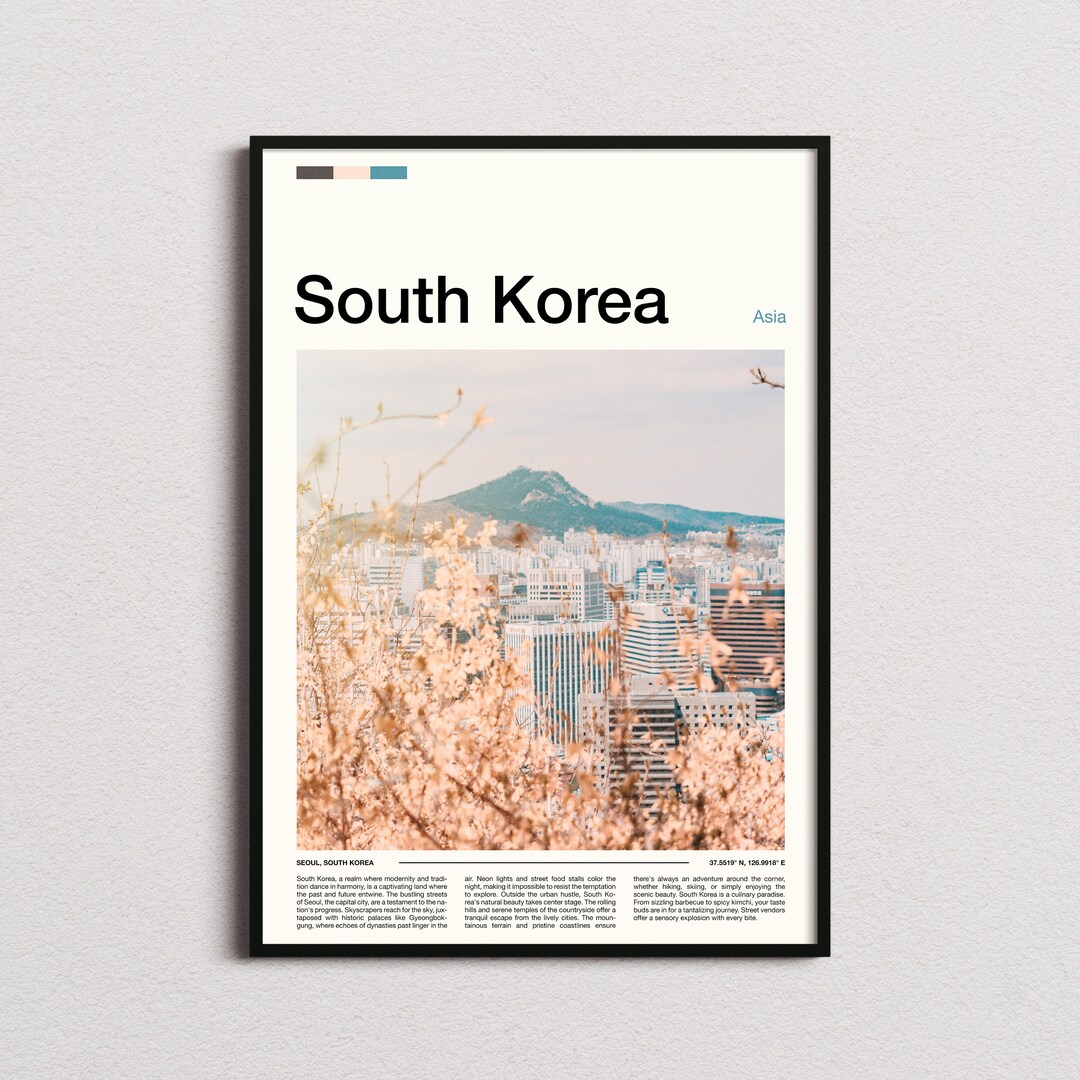 South Korea Print, South Korea Poster, South Korea Wall Art, South ...