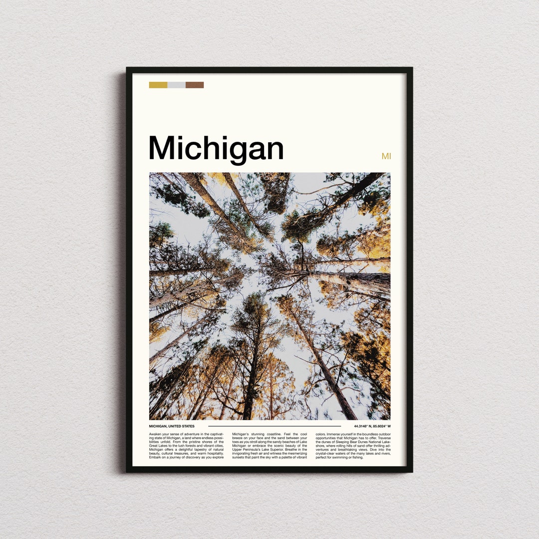 Michigan Print, Michigan Poster, Michigan Wall Art, Michigan Art Print ...