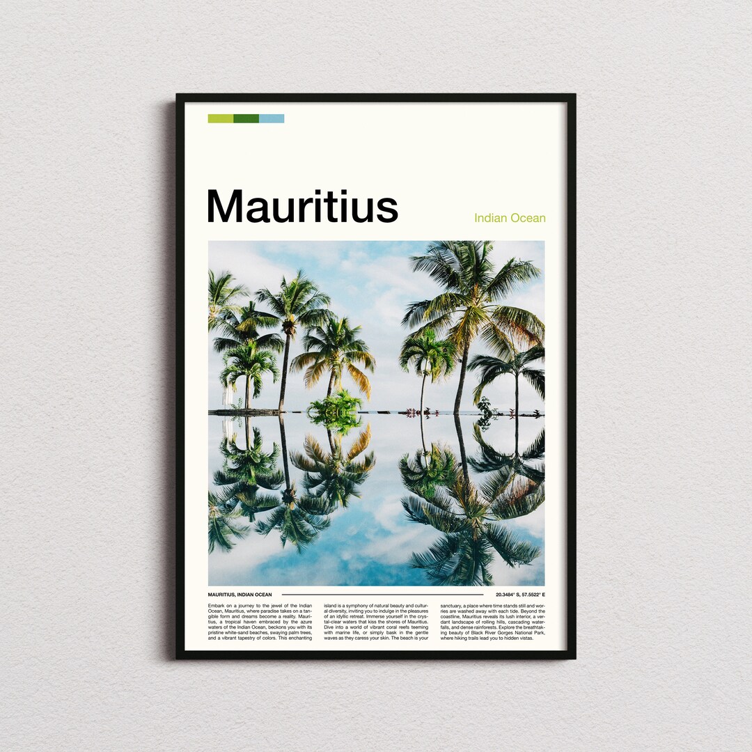 Mauritius Print, Mauritius Poster, Mauritius Wall Art, Mauritius Art ...