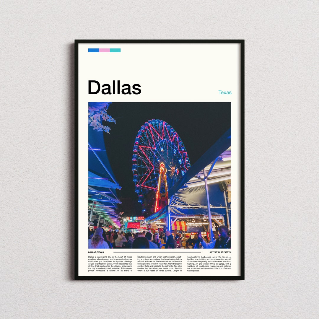 Dallas Print, Dallas Poster, Dallas Wall Art, Dallas Art Print, Dallas ...