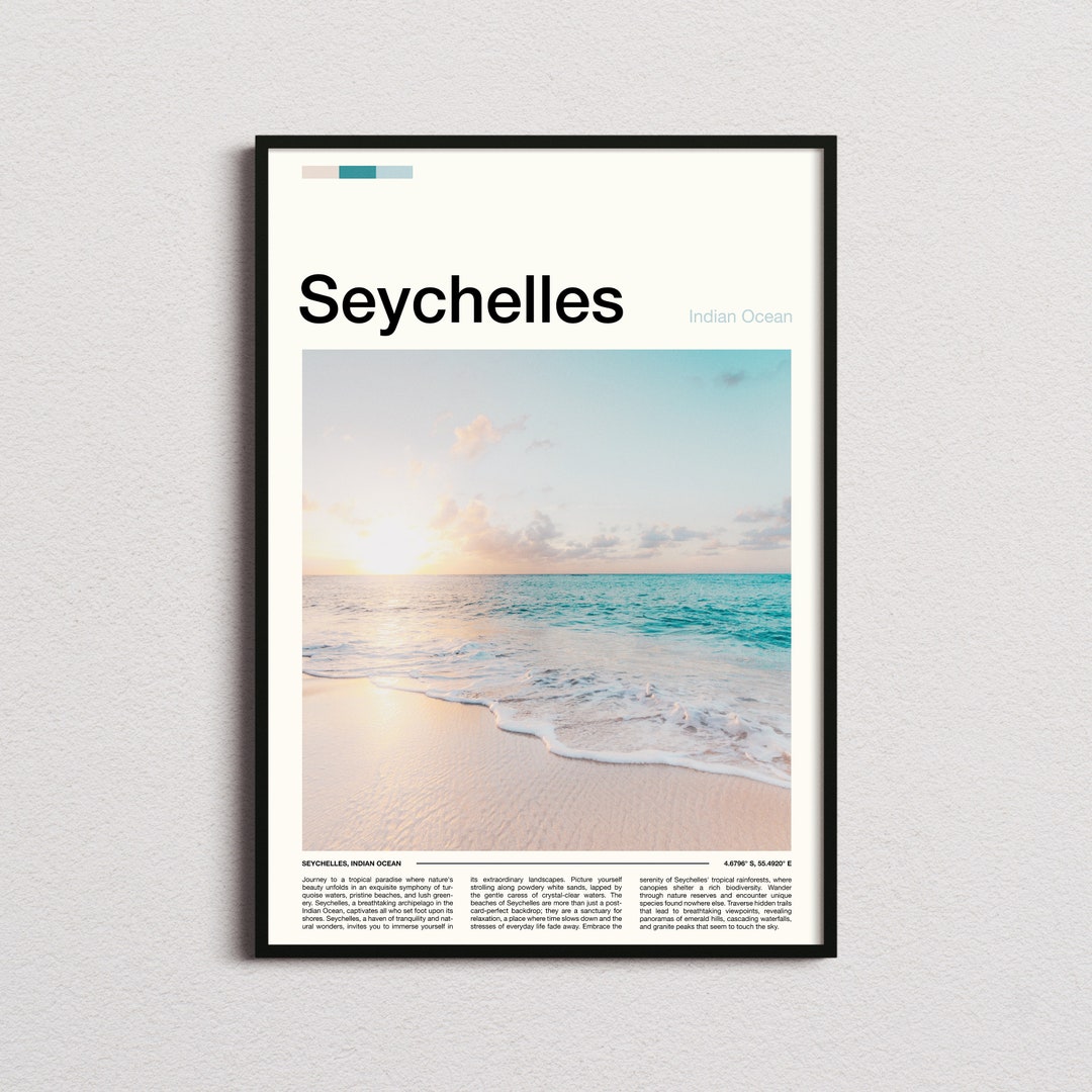 Seychelles Print, Seychelles Poster, Seychelles Wall Art, Seychelles ...