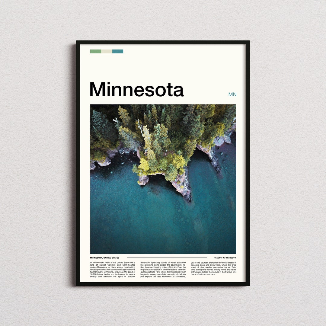 Minnesota Print, Minnesota Poster, Minnesota Wall Art, Minnesota Art ...