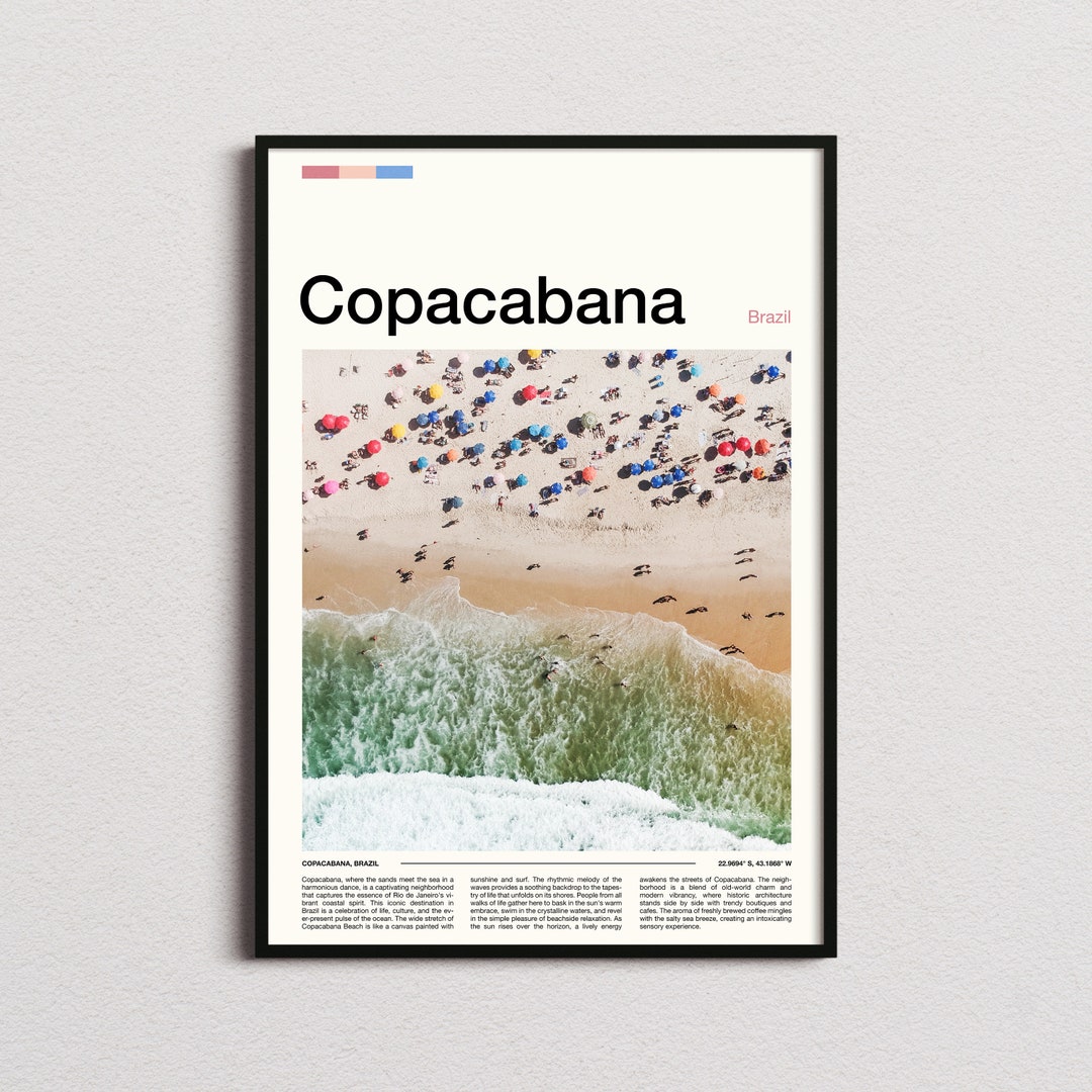 Copacabana Print, Brazil Poster, Copacabana Wall Art, Copacabana Art ...