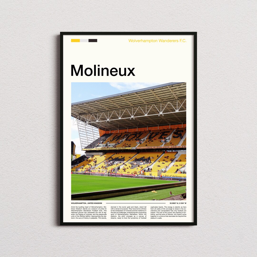 Molineux Stadium Print, Wolves Gifts, Wolves FC, Wolverhampton ...