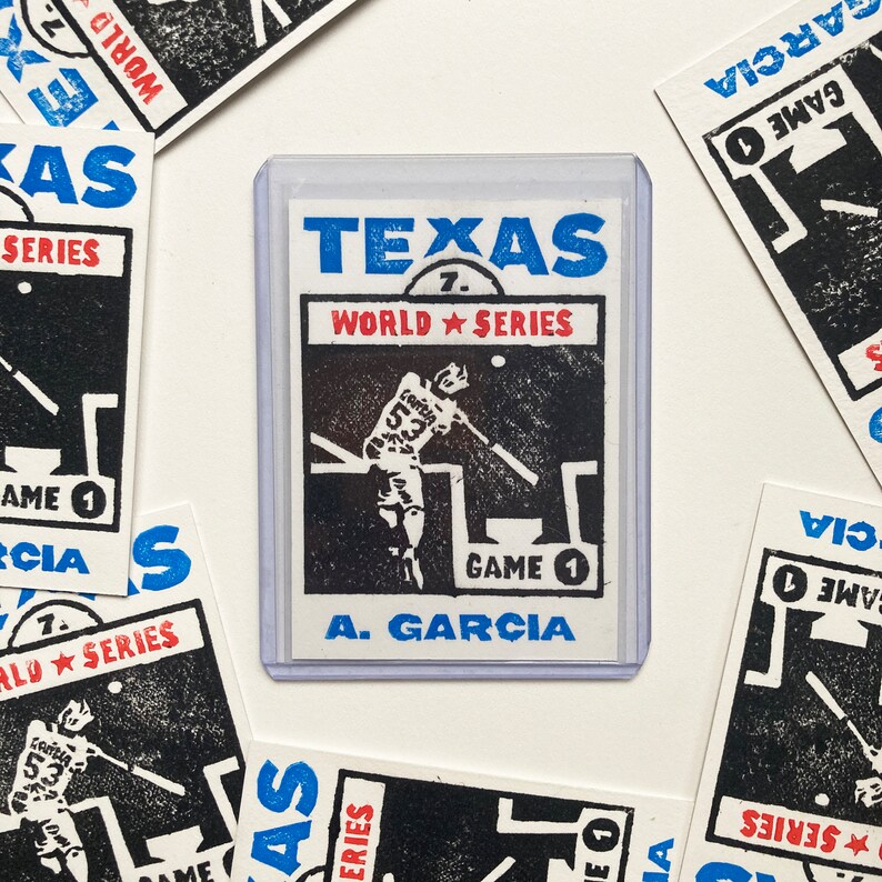 Adolis Garcia 2023 World Series Custom Lino Cut Sports Card Monthly Set ...