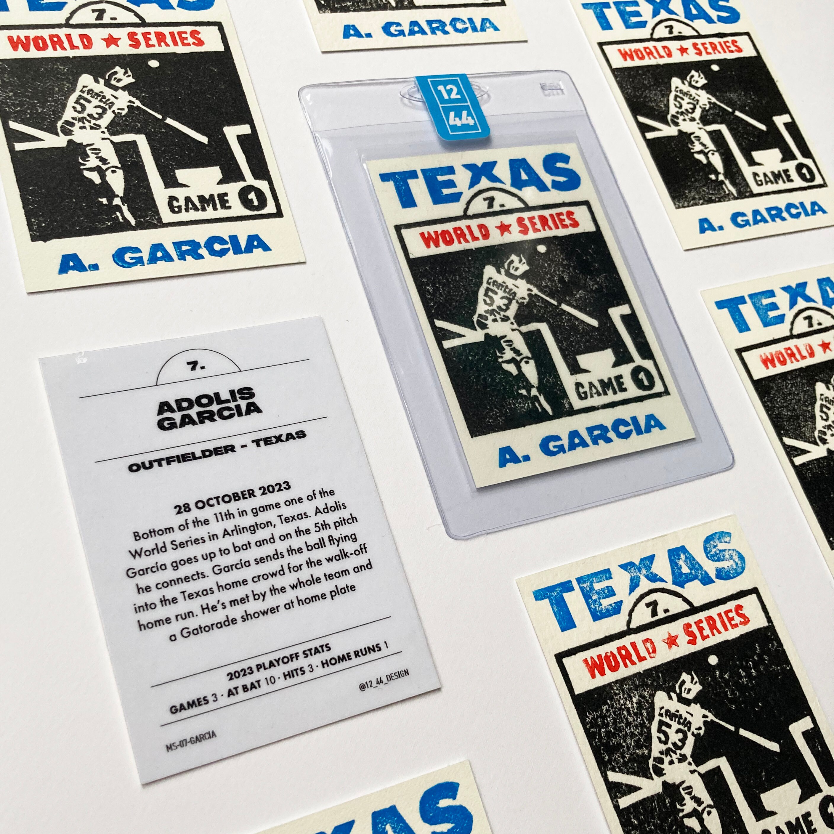 Adolis Garcia 2023 World Series Custom Lino Cut Sports Card Monthly Set ...