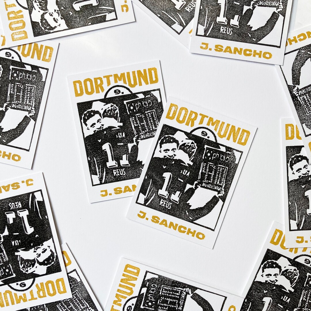 Jadon Sancho - Custom Lino Cut Sports Card - Monthly Set #9 - Borussia ...