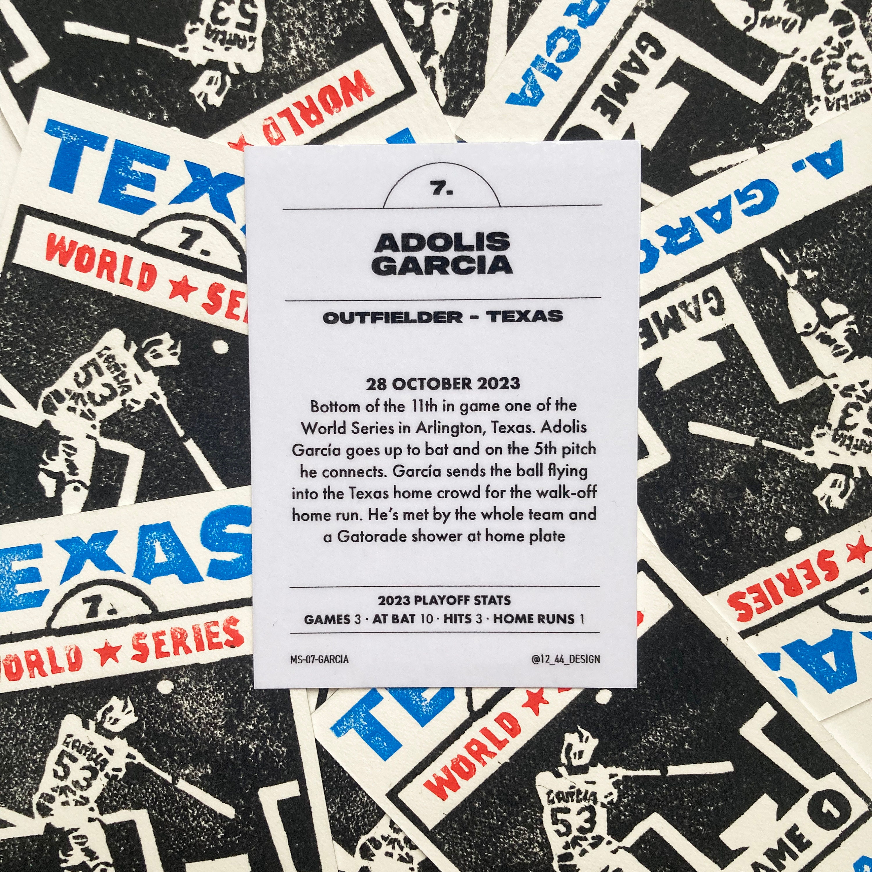 Adolis Garcia 2023 World Series Custom Lino Cut Sports Card Monthly Set ...