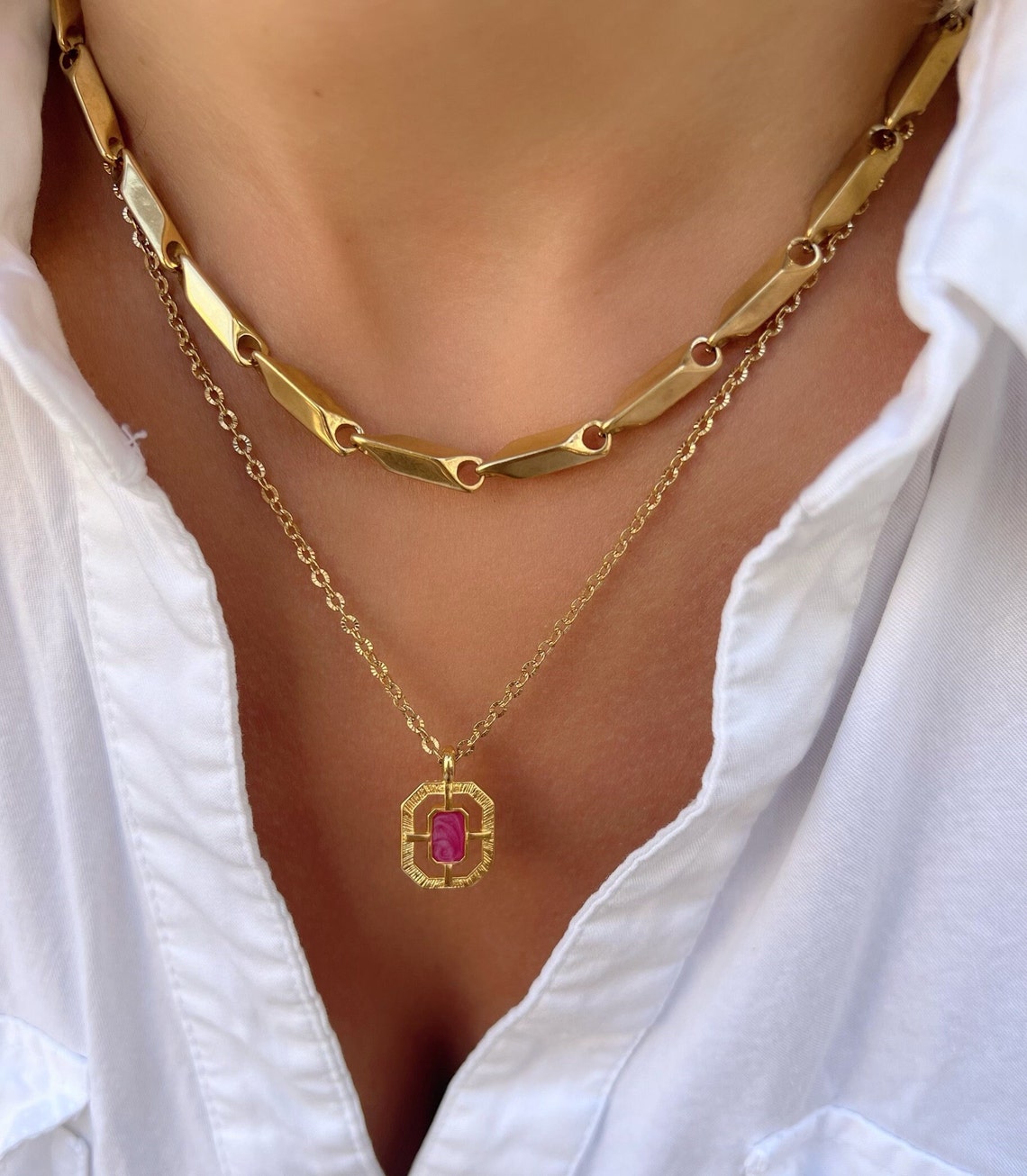 Gold Stainless Steel Necklace Gold Chain Necklace Minimalist - Etsy