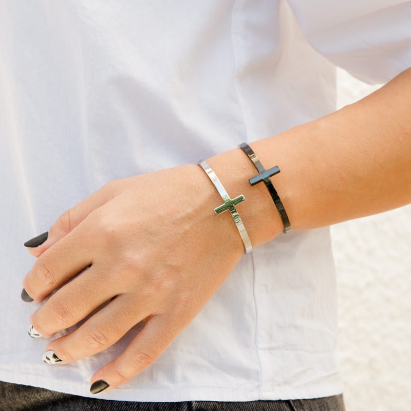 Cross Bangle Bracelet for Women - Etsy