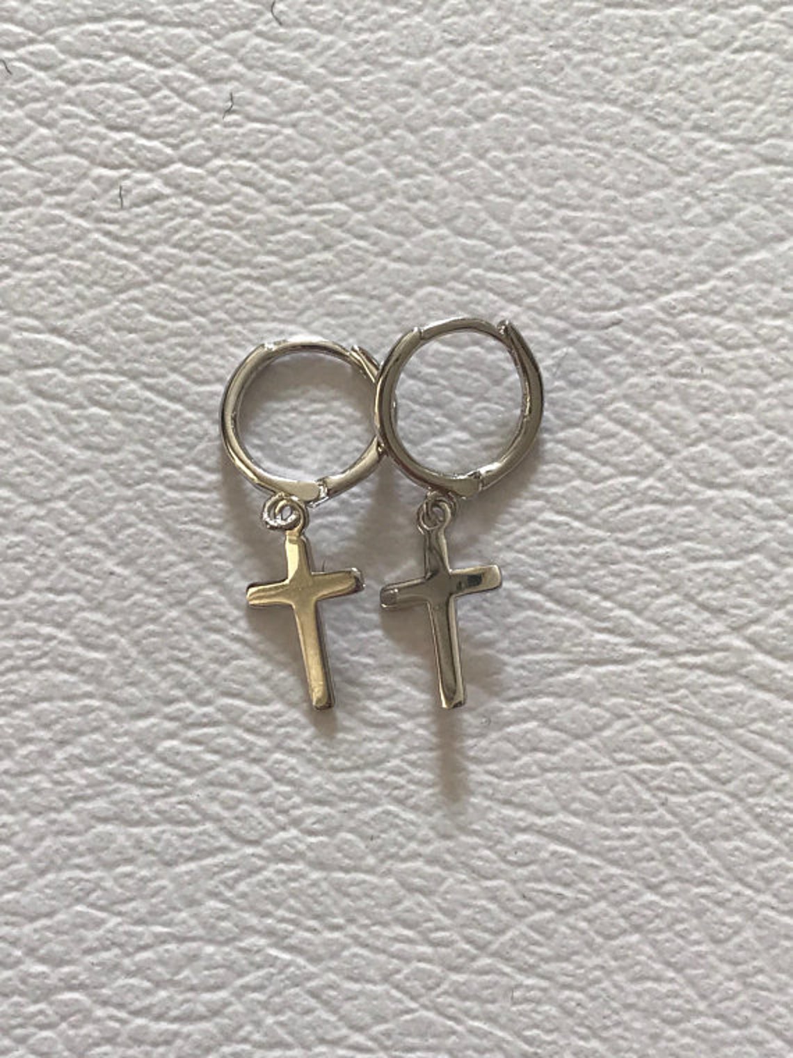 Sterling Silver Cross Hoop Earrings, Minimalist Dainty Jewelry - Etsy