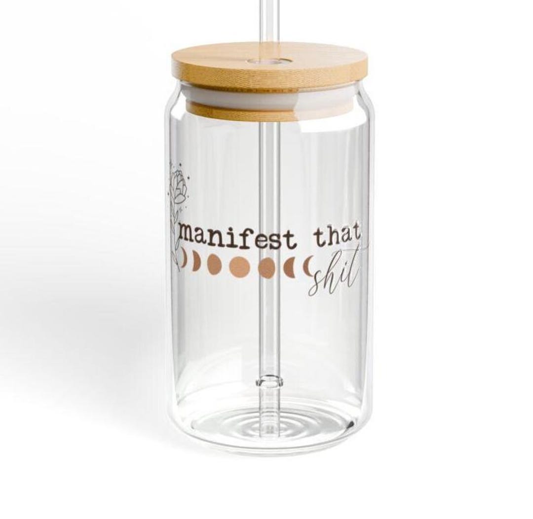 Manifest That Iced Coffee Cup Custom Glass Coffee Cup With Lid and ...
