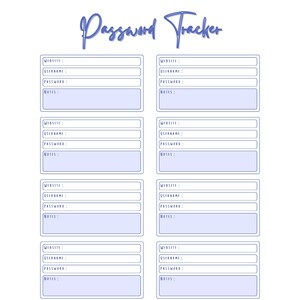 Printable Digital Password Tracker - Etsy