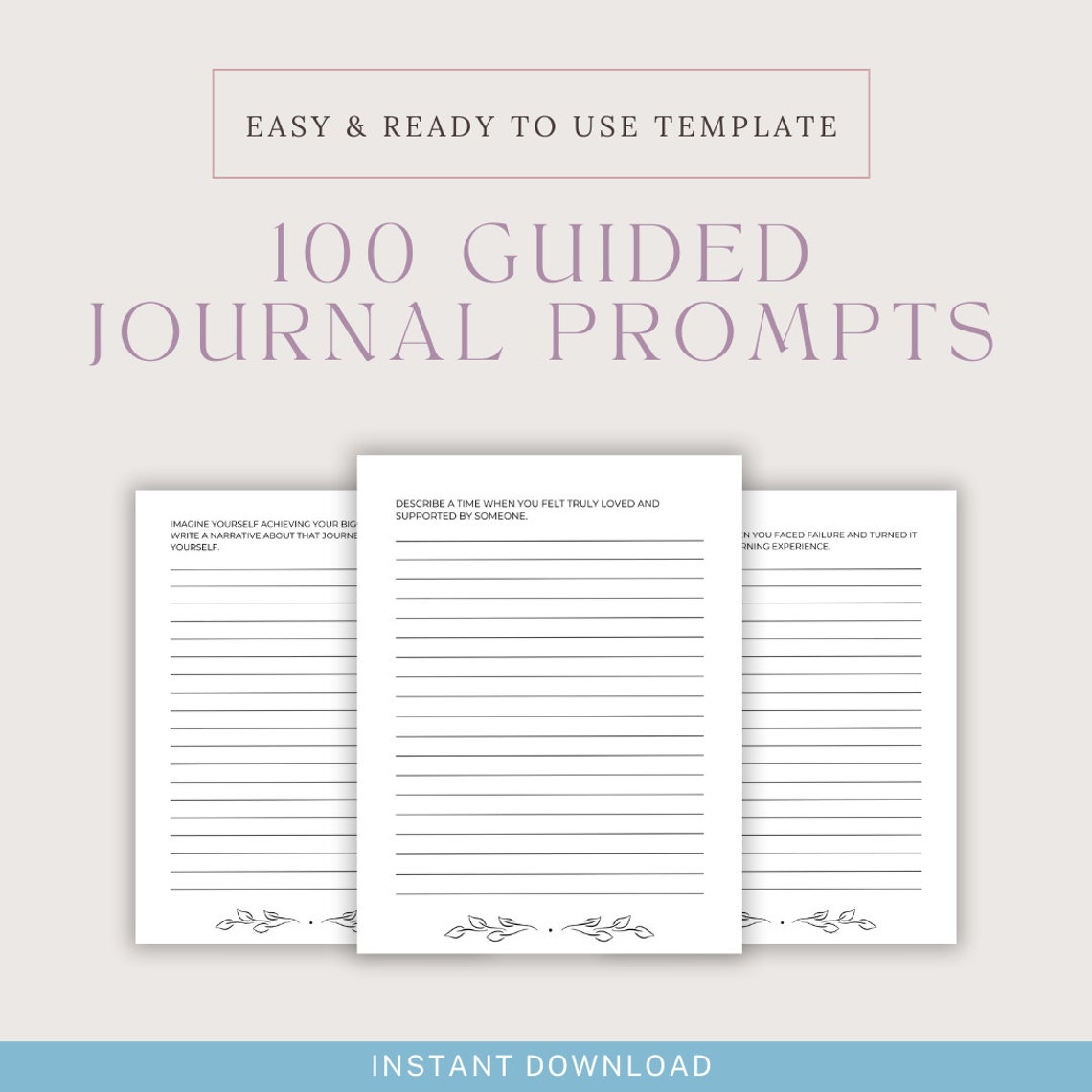 Digital Journal Prompts - 100 Downloadable / Printable Self Care ...