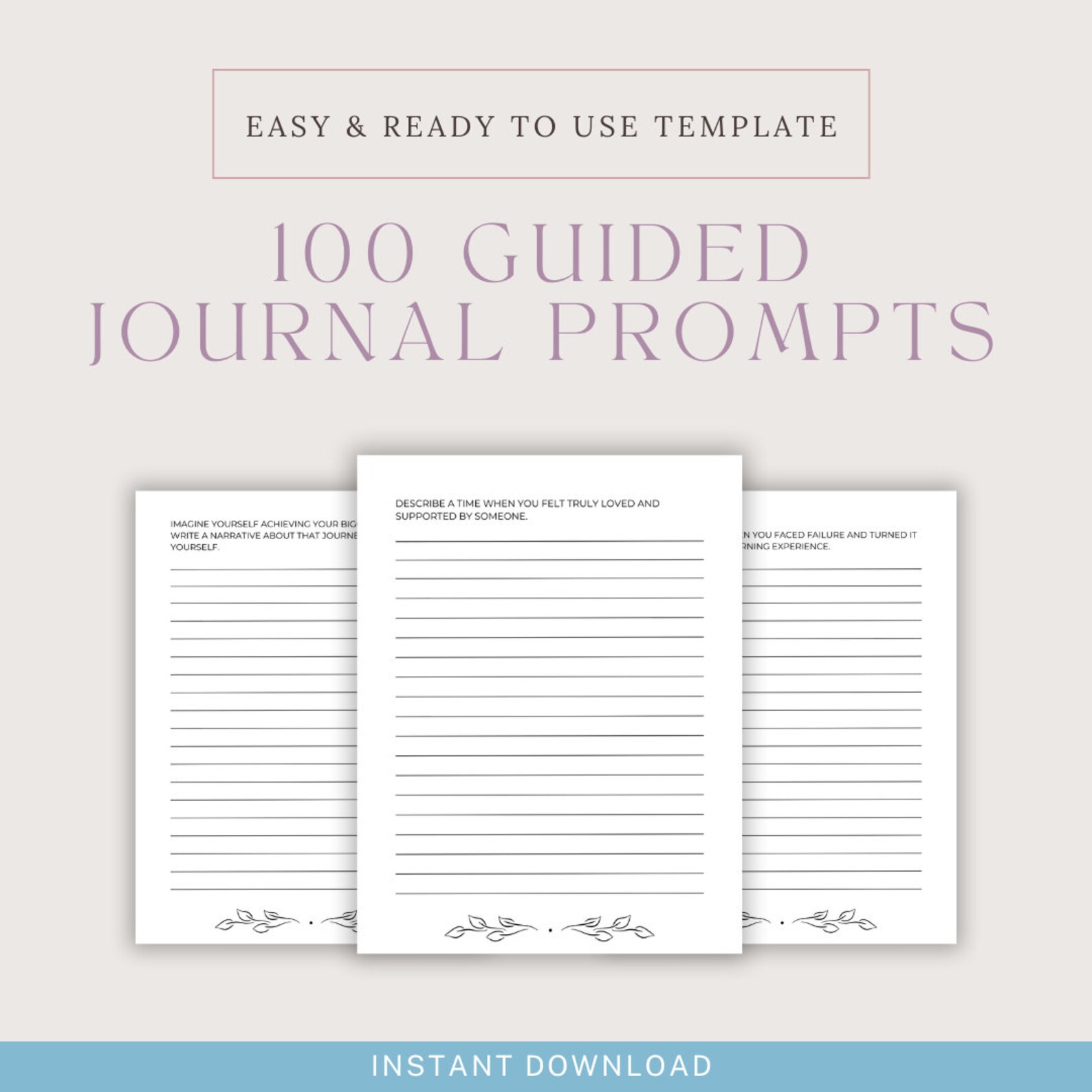 Digital Journal Prompts - 100 Downloadable / Printable Self Care ...