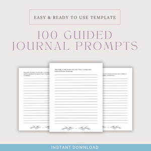 Digital Journal Prompts - 100 Downloadable / Printable Self Care ...
