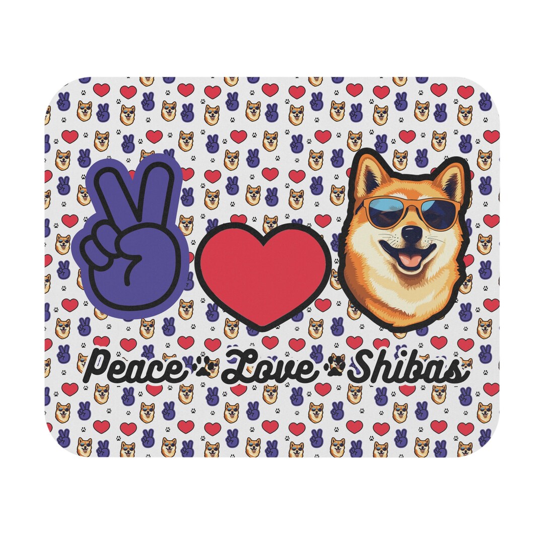 Peace Love Shibas Mouse Pad Hippie Shiba Inu Boho Shiba Inu Peace Sign Shiba Lover Mouse Pad ...