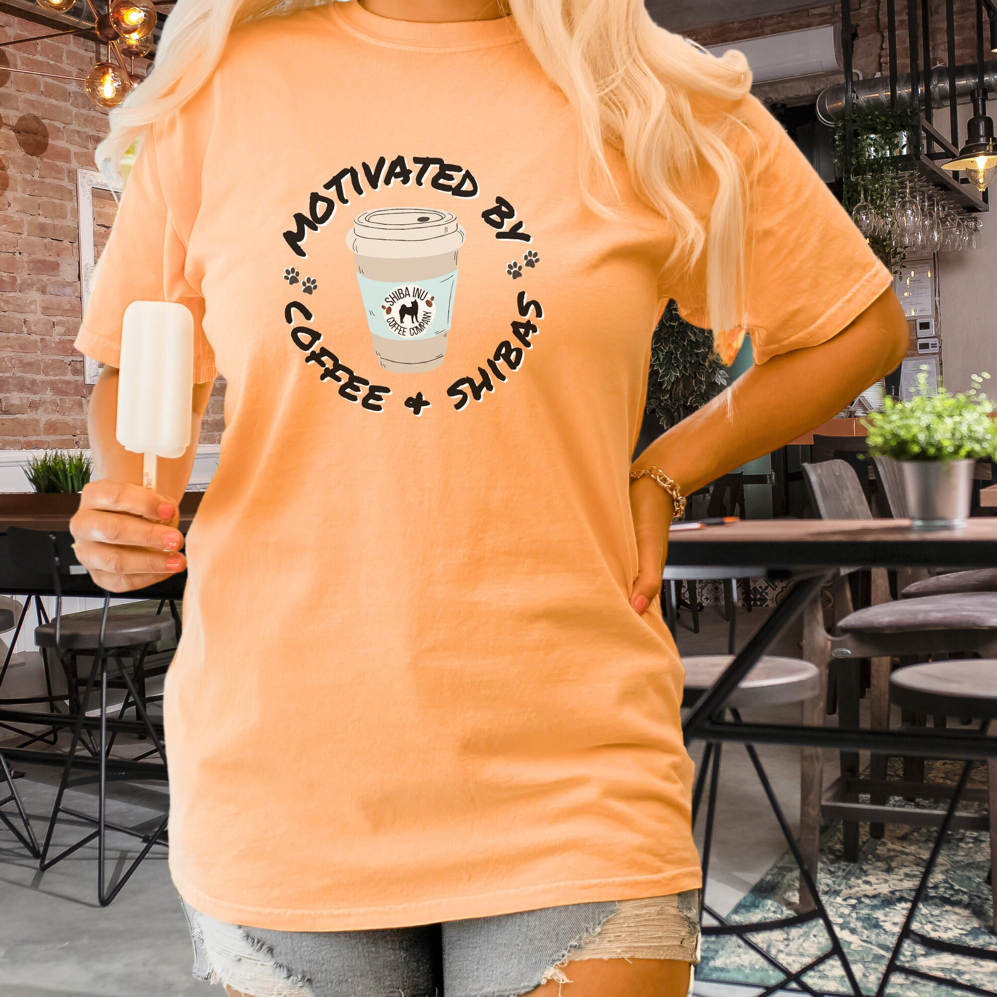 Motivated by Coffee and Shibas Comfort Colors Tshirt Shiba Inu Coffee Tee Shiba Inu Coffee ...