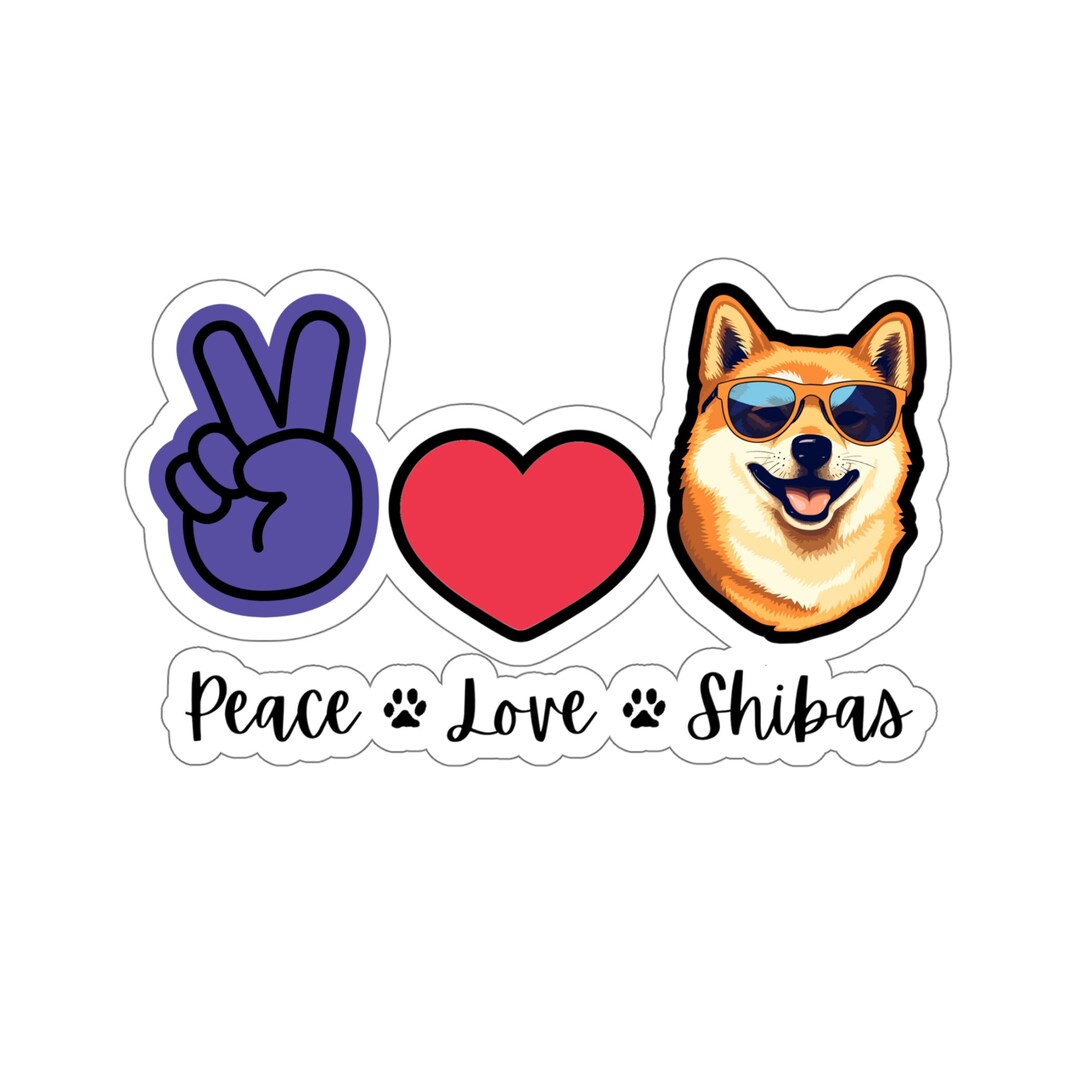 Peace Love Shibas Shiba Inu Stickers Boho Shiba Stickers Hippie Shiba Stickers Shiba Lover ...