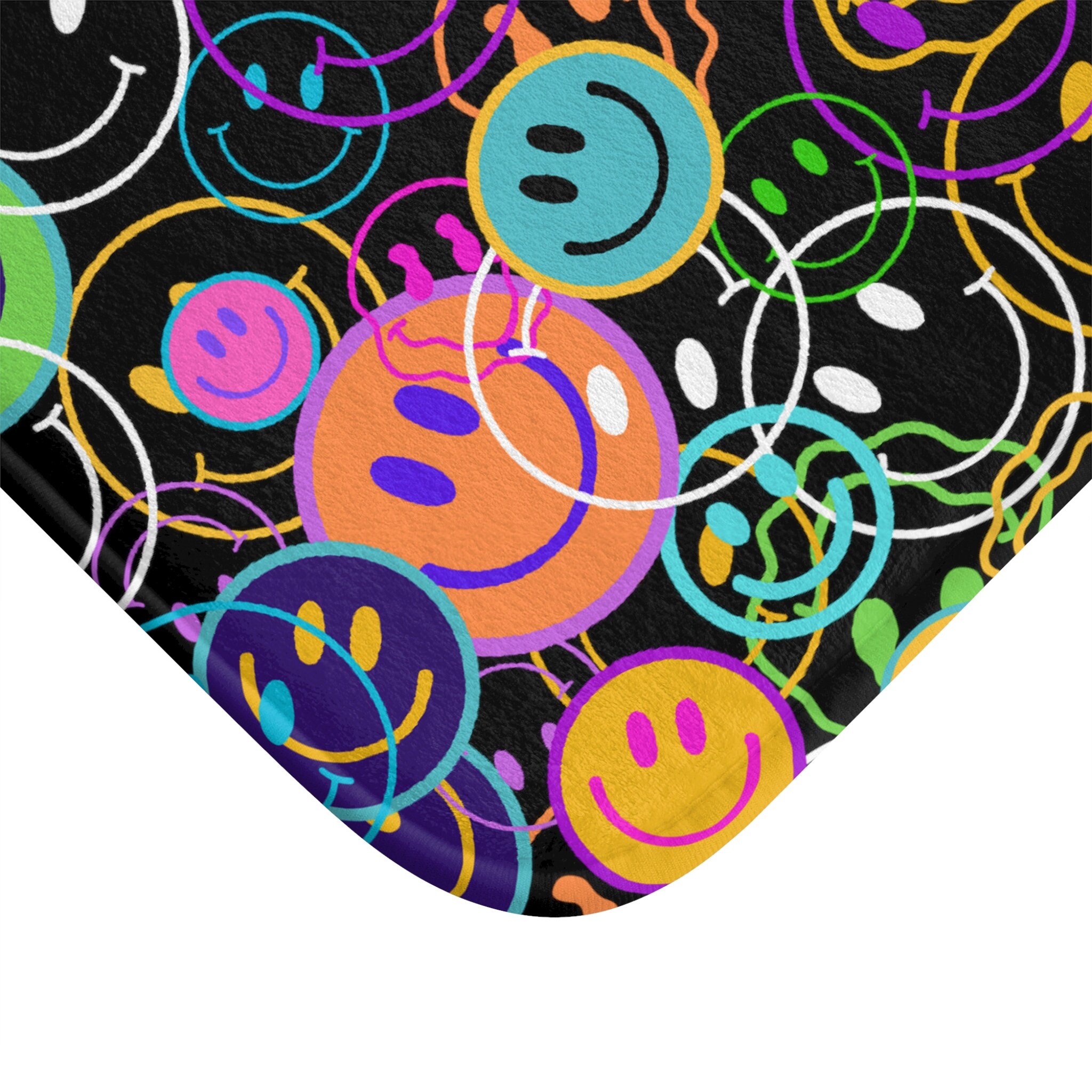 Preppy Smiley Bath Mat Absorbent, Non-slip Smiley Bath Mat Wavy Smiley ...