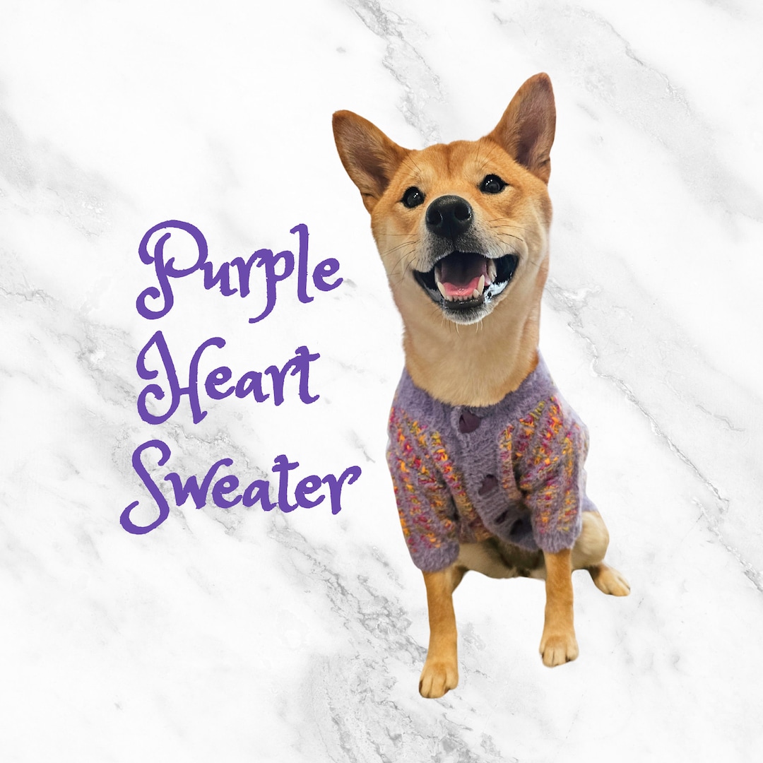 Purple Heart Dog Sweater: Knit Designer Clothes for Small Breeds - Etsy