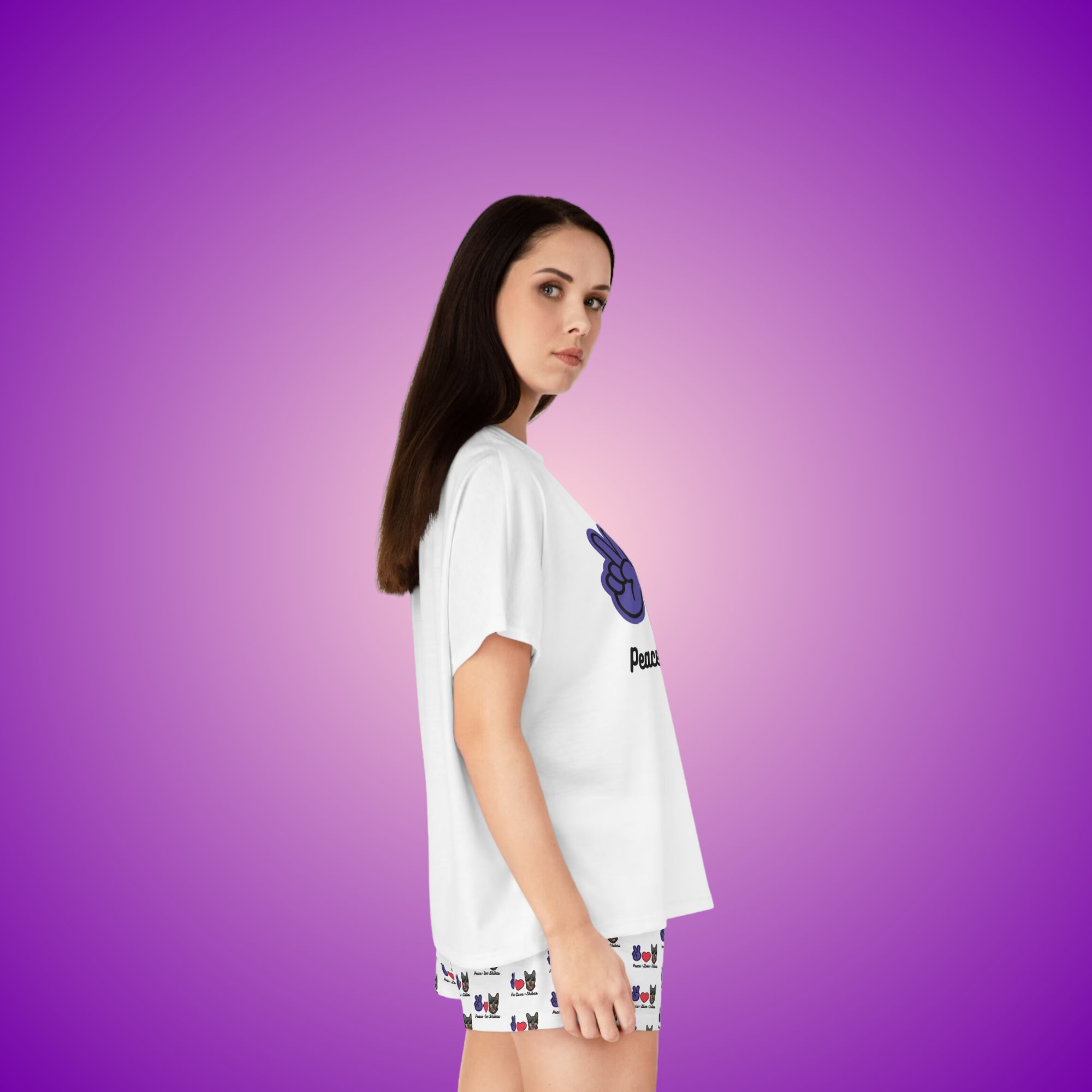 Peace Love Shibas Black & Tan Shiba Inu Women's Short Pajama Set Shiba Inu PJ Set Black and Tan ...