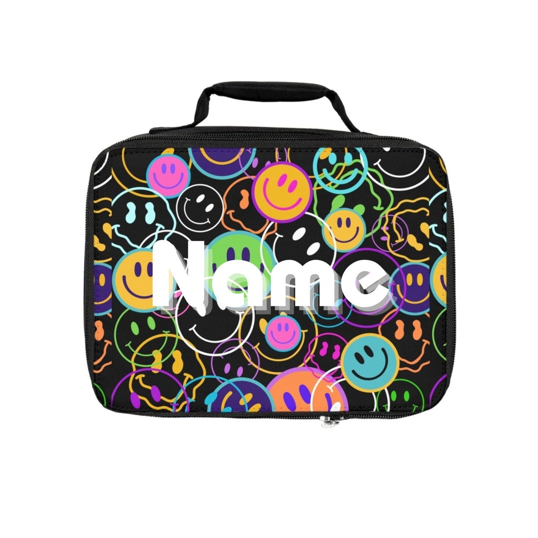 Personalized Lunch Bag preppy Smiley Lunchbox Insulated - Etsy