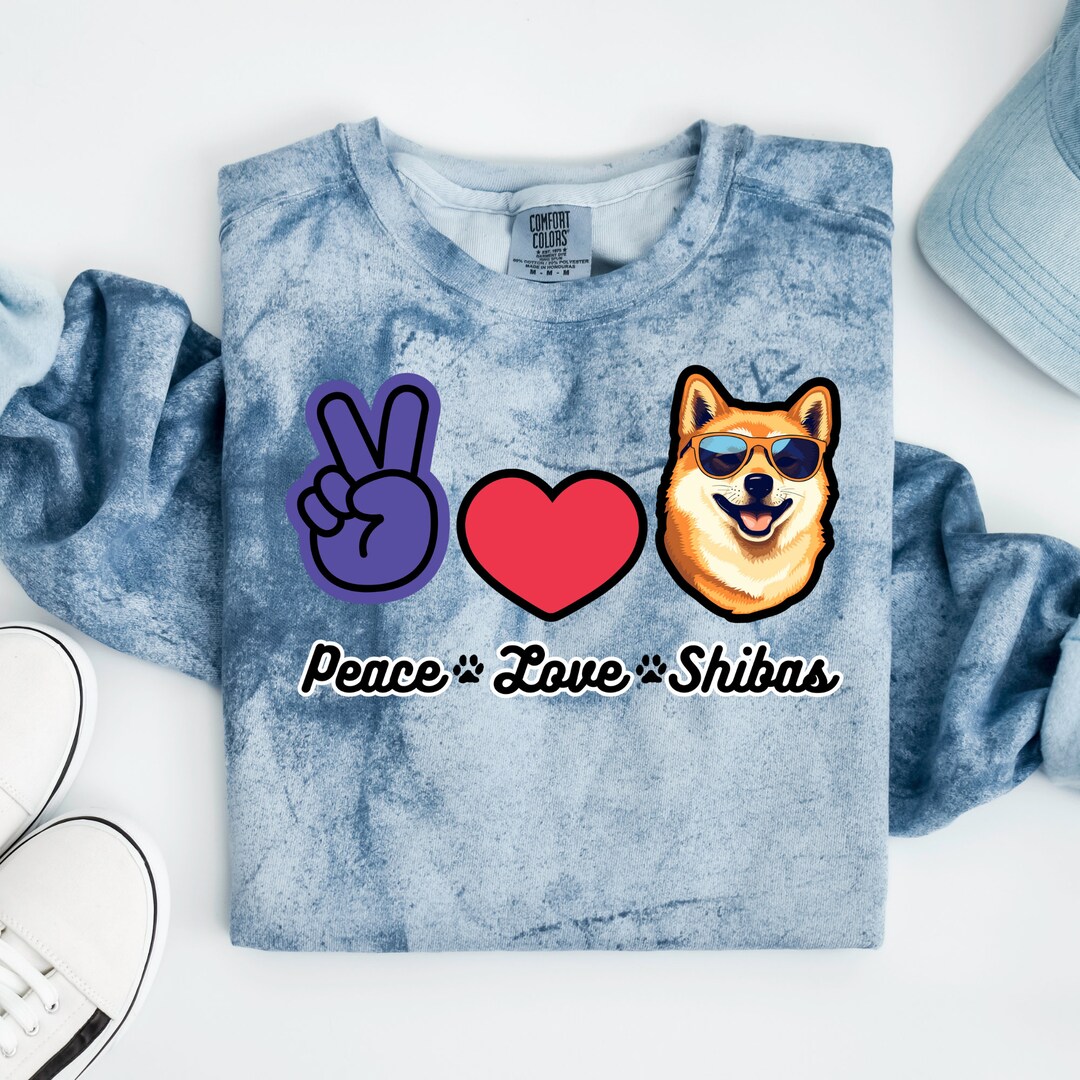Comfort Colors Peace Love Shibas Color Blast Crewneck - Etsy