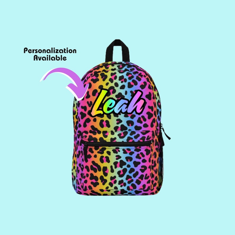 Rainbow Leopard Backpack | Laptop Backpack | Leopard Bookbag | Girls ...
