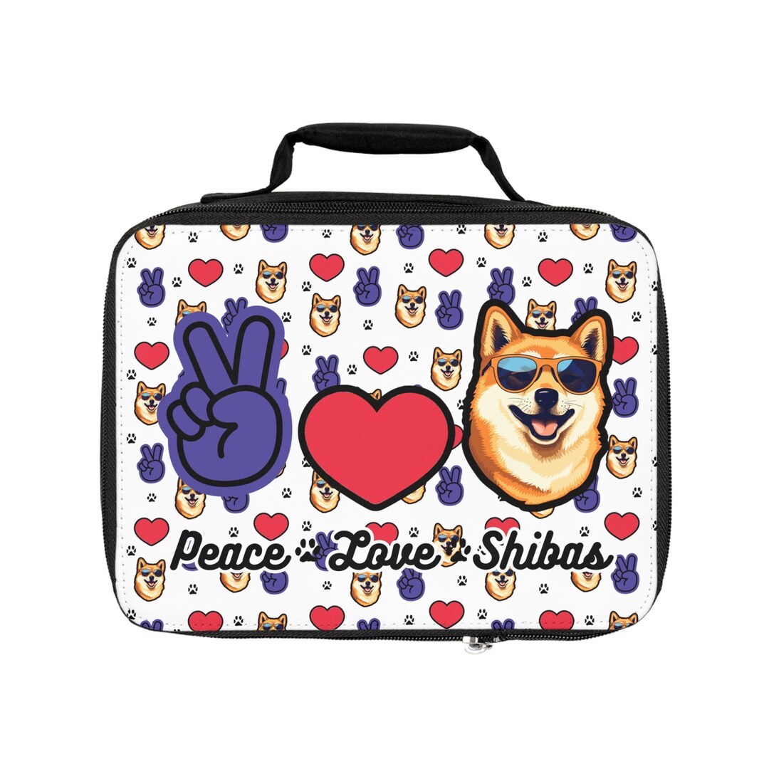 Peace Love Shibas Lunchbag Boho Shiba Inu Lunchbox Hippie Shiba Lunchbag Shiba Lover Lunch Bag ...