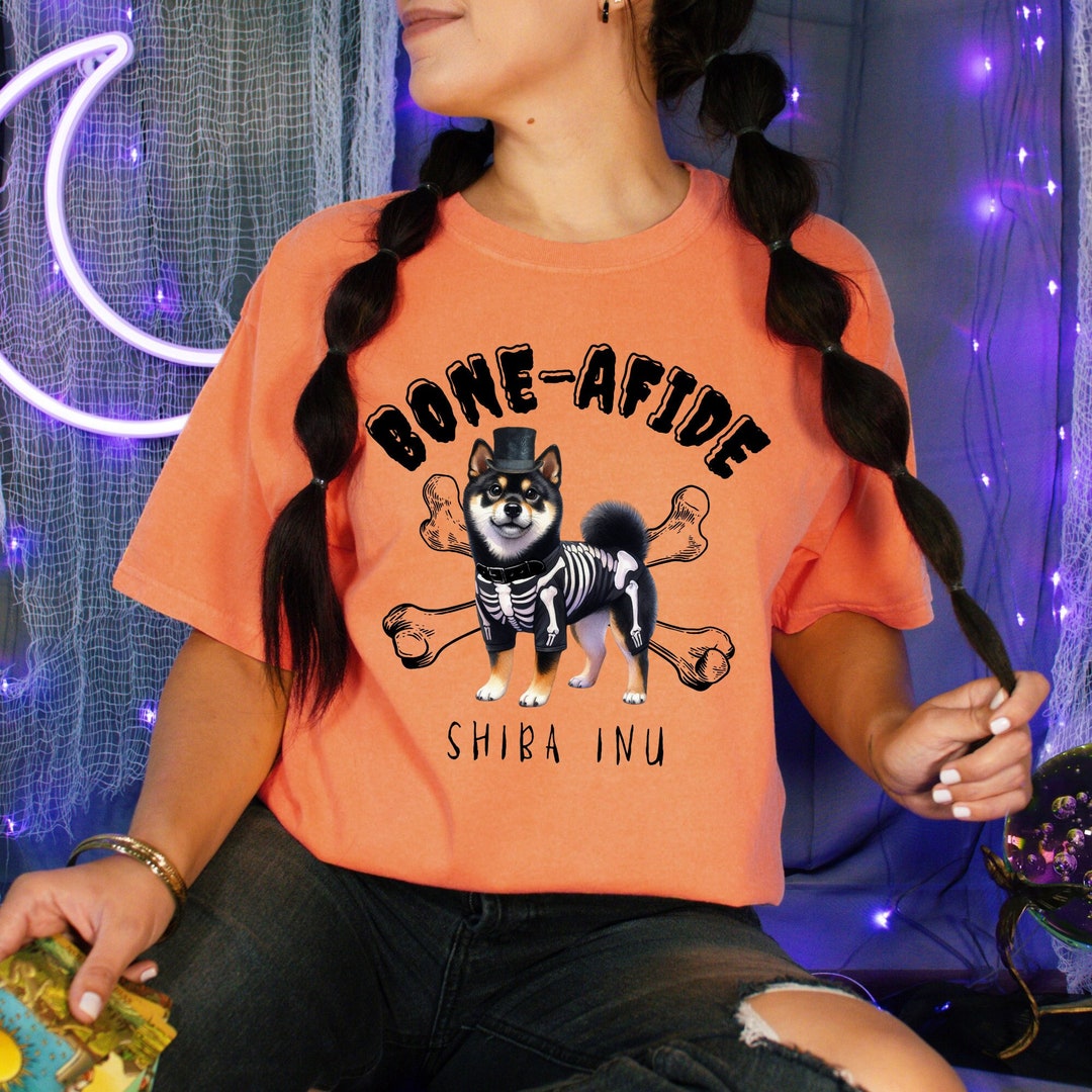 Spooky Shiba Inu Halloween T-shirt: Black & Tan Dog Skeleton Costume - Etsy
